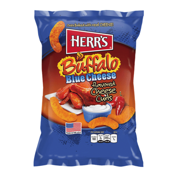 Herr’s Cheese Curls – Buffalo Blue Cheese Flavour Puffs – (170g ...