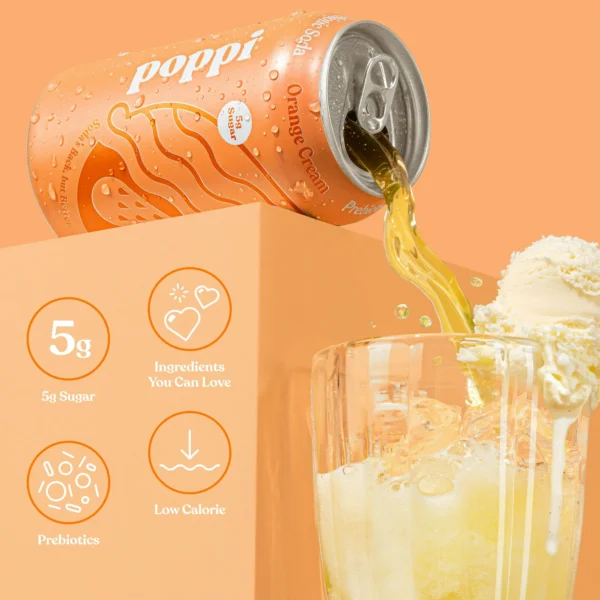 Poppi Orange Cream Prebiotic Soda, 12 oz, – American Soda